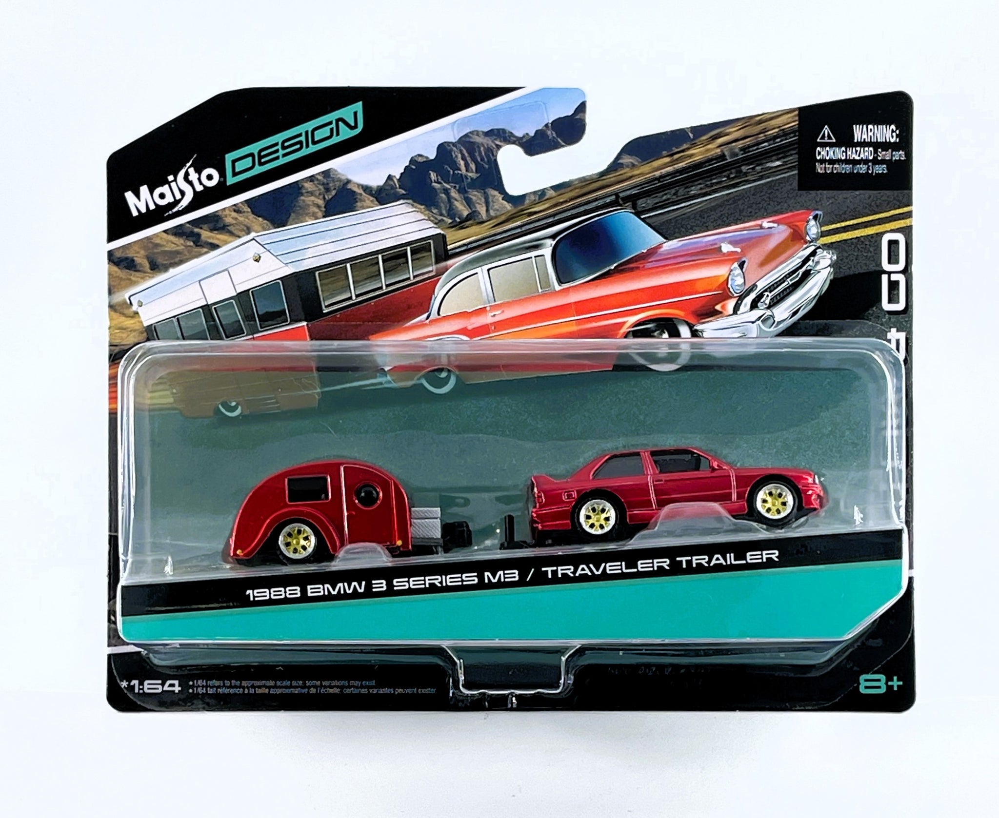 Maisto Design 1988 BMW 3 Series M3 Travel Trailer Red 1 64 | Mad4Metal